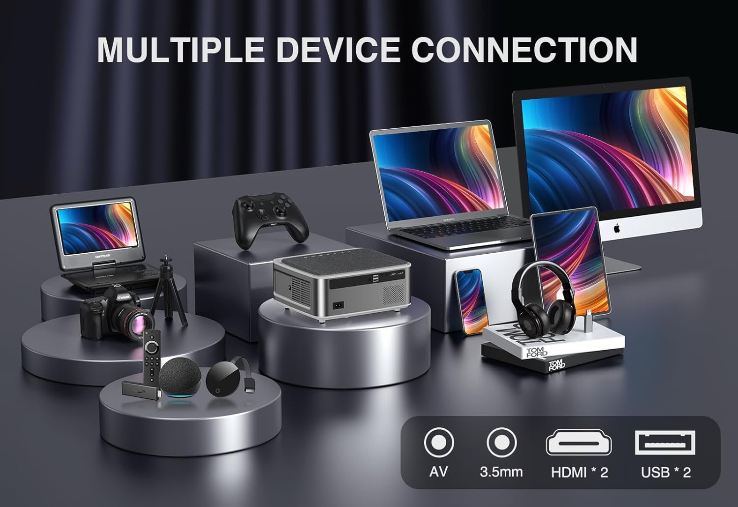 DBPOWER RD828 HDTV LCD Projector - 900 Lumen